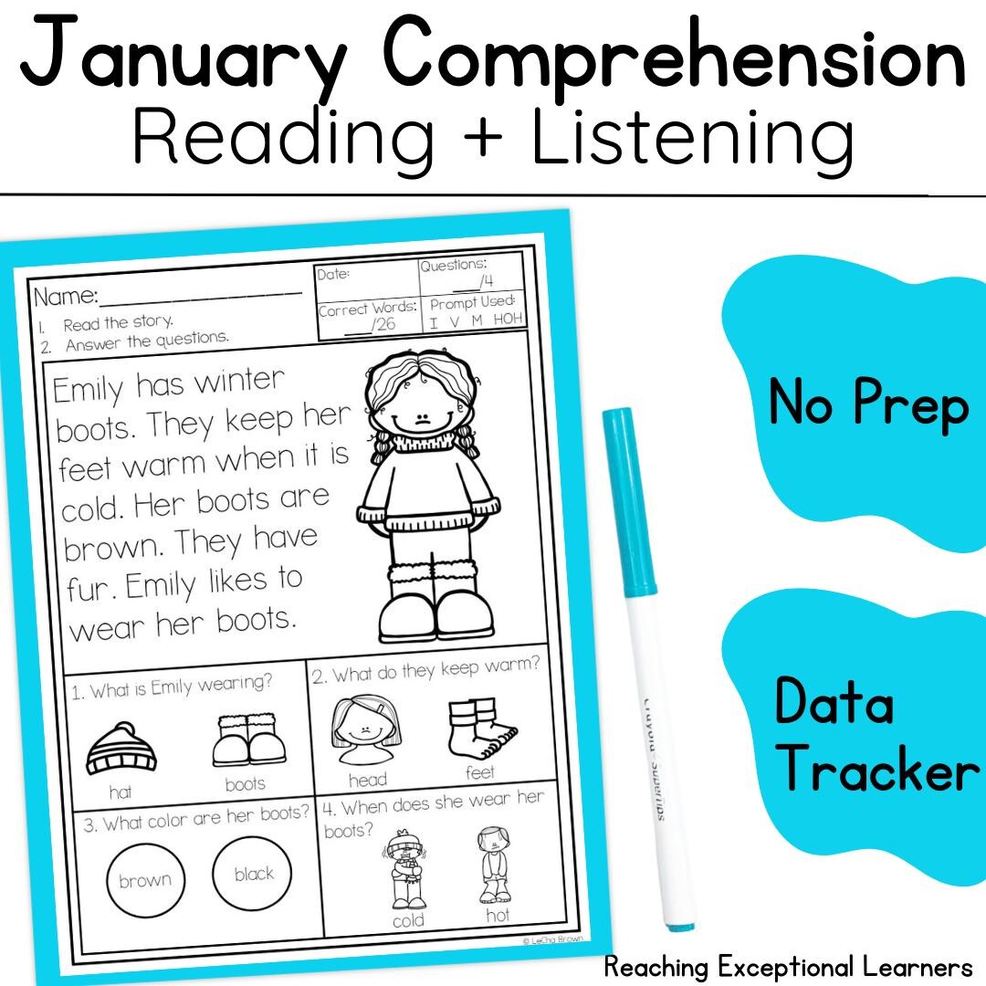January Reading & Listening Comprehension for Special Education - Etsy