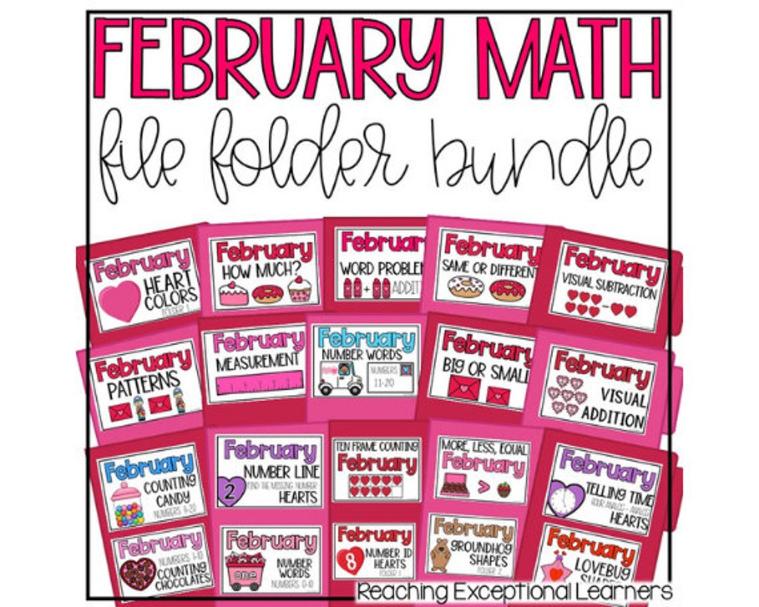 February Math File Folders - Etsy
