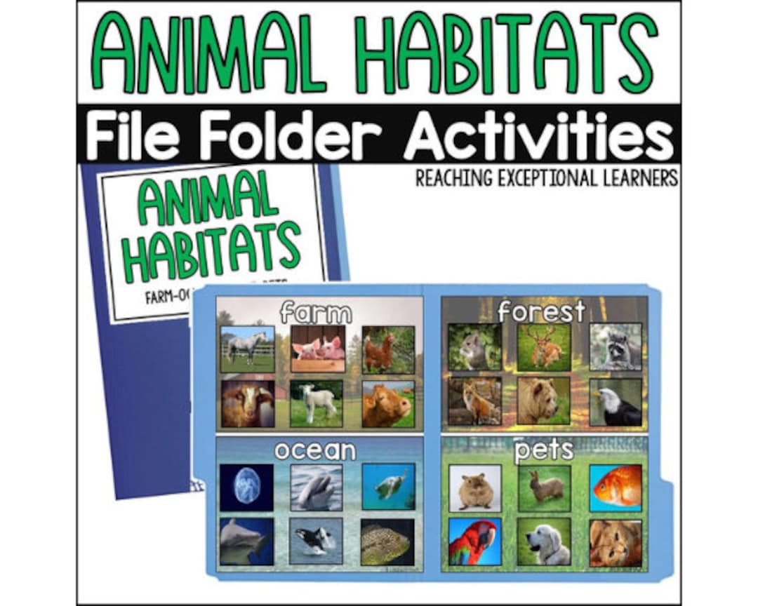 Animal Habitats File Folder Activity - Etsy