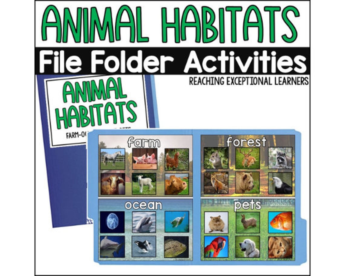 Animal Habitats File Folder Activity - Etsy