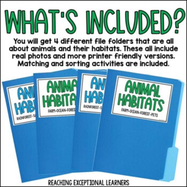 Animal Habitats File Folder Activity - Etsy