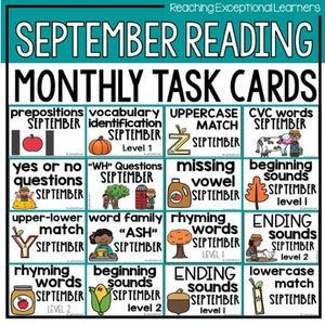 September Reading Task Boxes - Etsy