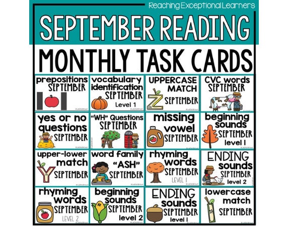 September Reading Task Boxes - Etsy