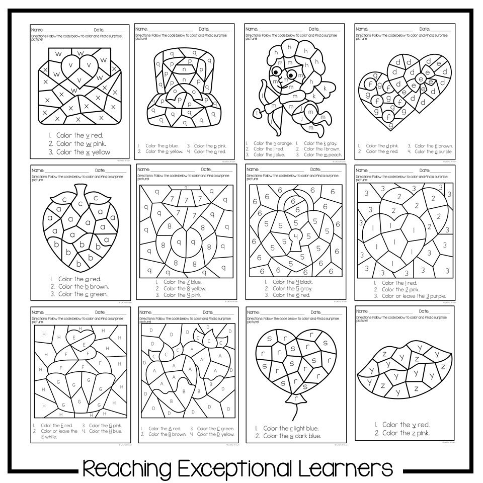 February Color by Code Worksheets - Etsy