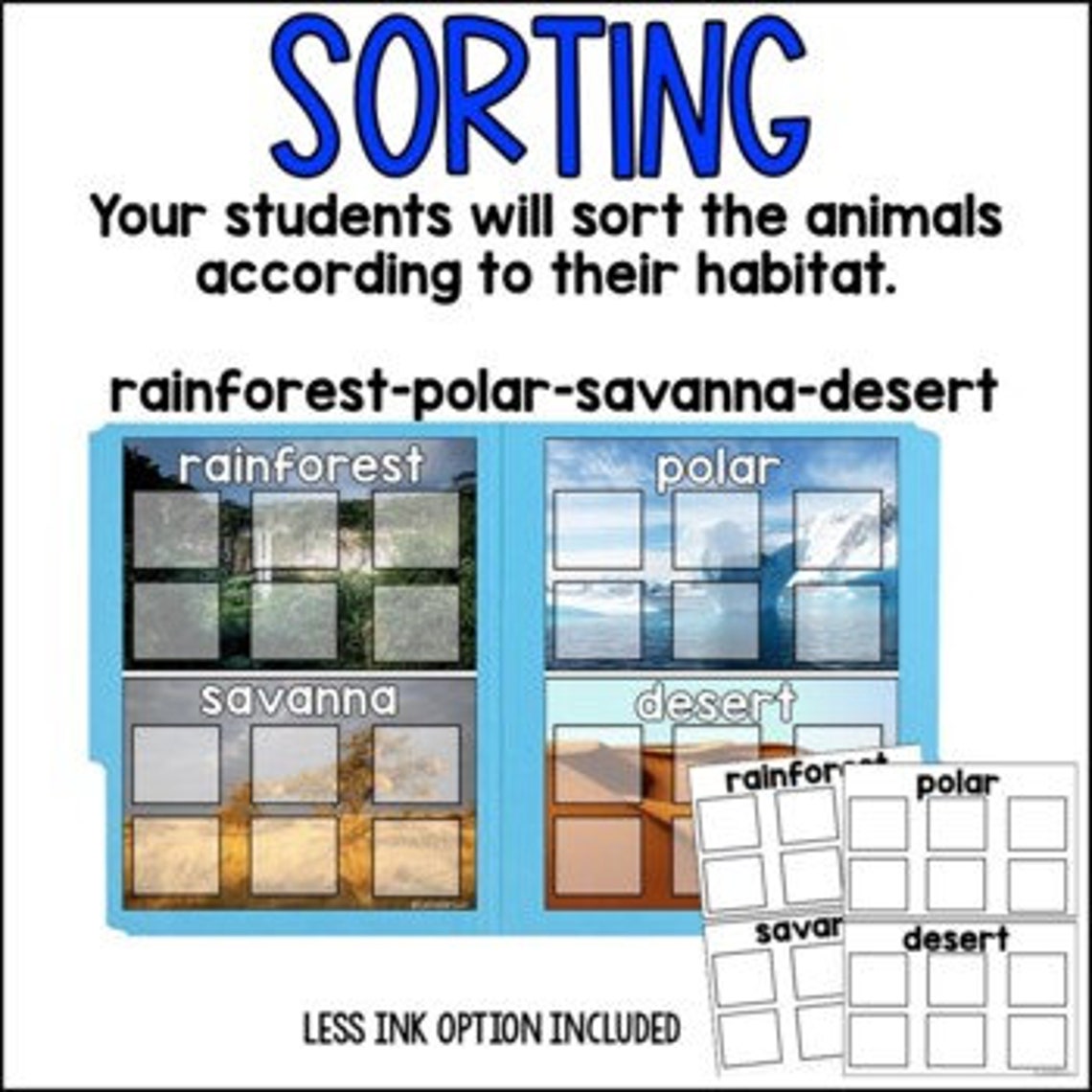 Animal Habitats File Folder Activity - Etsy