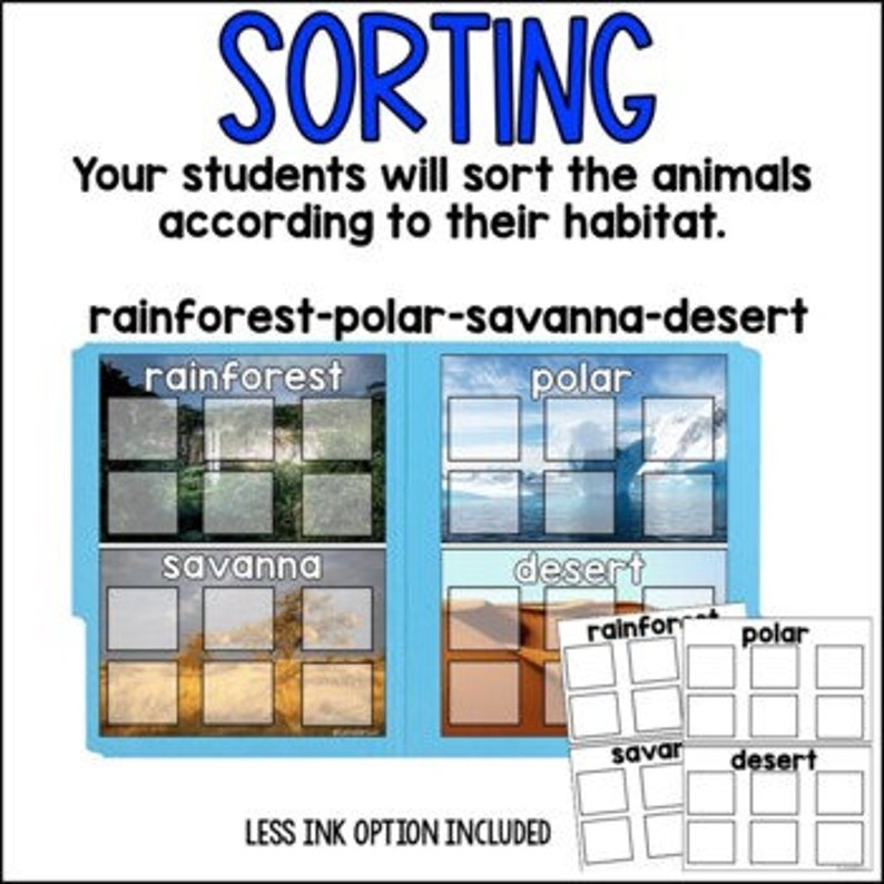 Animal Habitats File Folder Activity - Etsy