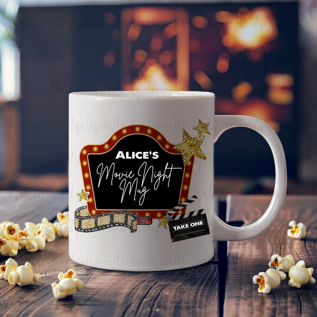 Personalised Movie Night Mug, Couples Date Night Mugs, Matching Family ...