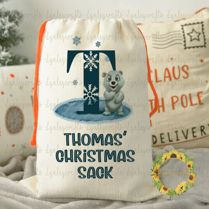 Polar Bear Alphabet Christmas Sack, Personalised Kids Christmas ...