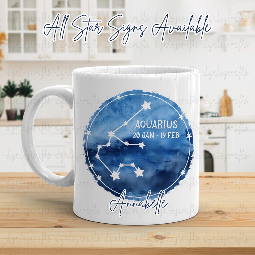 Personalised Star Sign Mug, Blue Sky Constellation Mug, Astrology Gifts ...