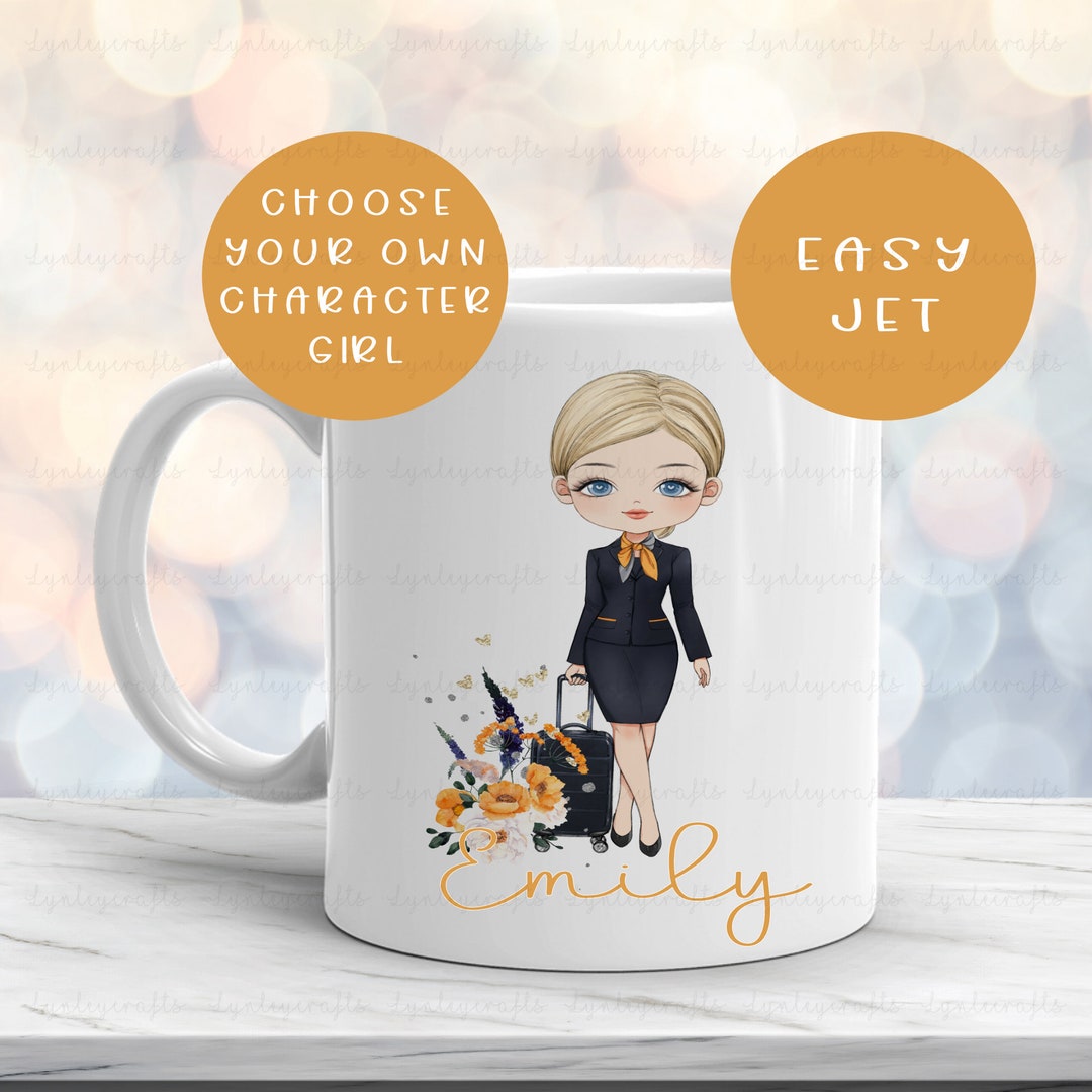 Orange Uniform Cabin Crew Mug, Personalised Flight Attendant Air ...