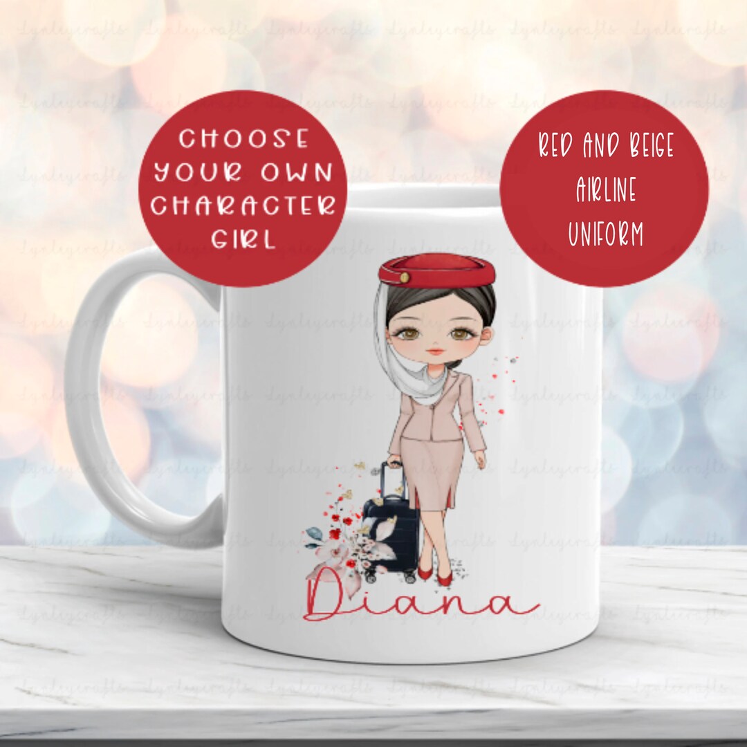 Cabin Crew Mug, Personalised Flight Attendant Air Hostess Mug, Cabin ...