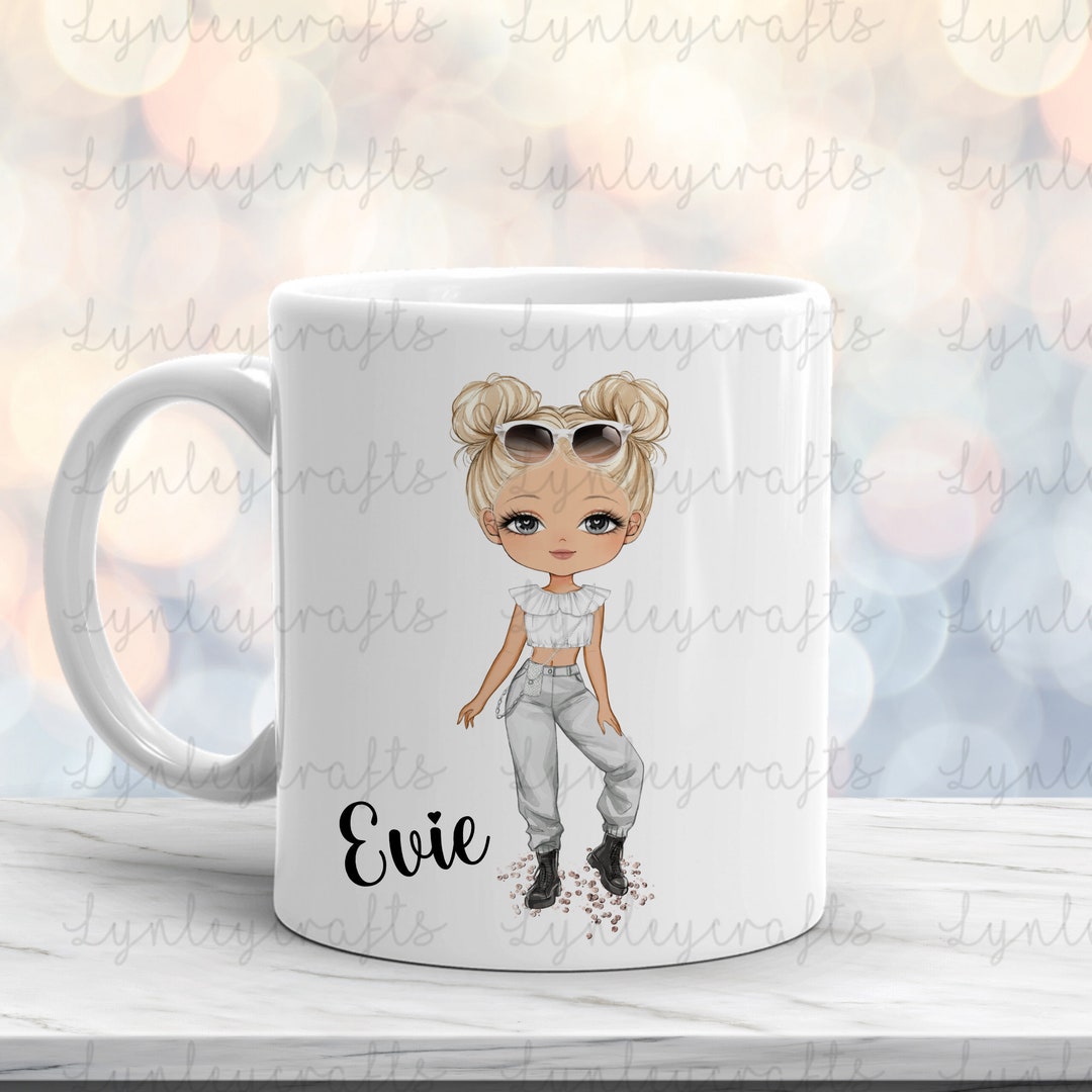 Personalised Character Girl Mug, Mug for Her, Best Friend Gift, Teenage ...