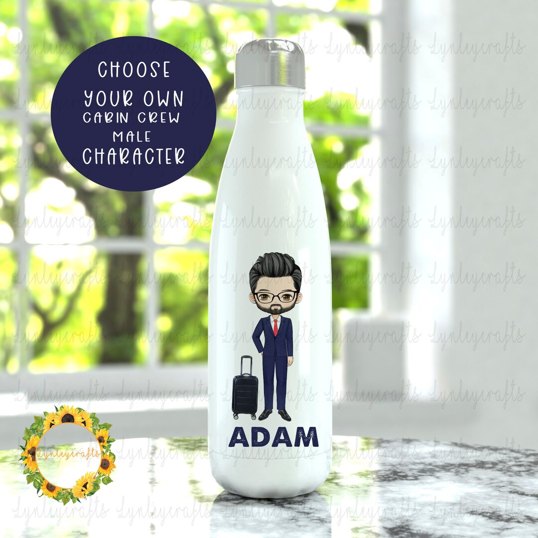 Personalised Male Cabin Crewwater Bottle, Double Walled Bowling Bottle ...