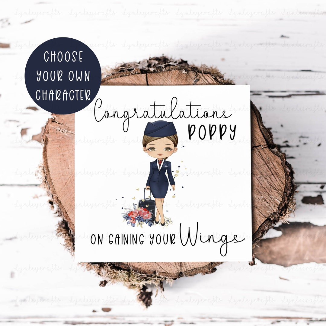 Navy Blue Cabin Crew Congratulations Card, Gaining Wings Gift, Cabin ...