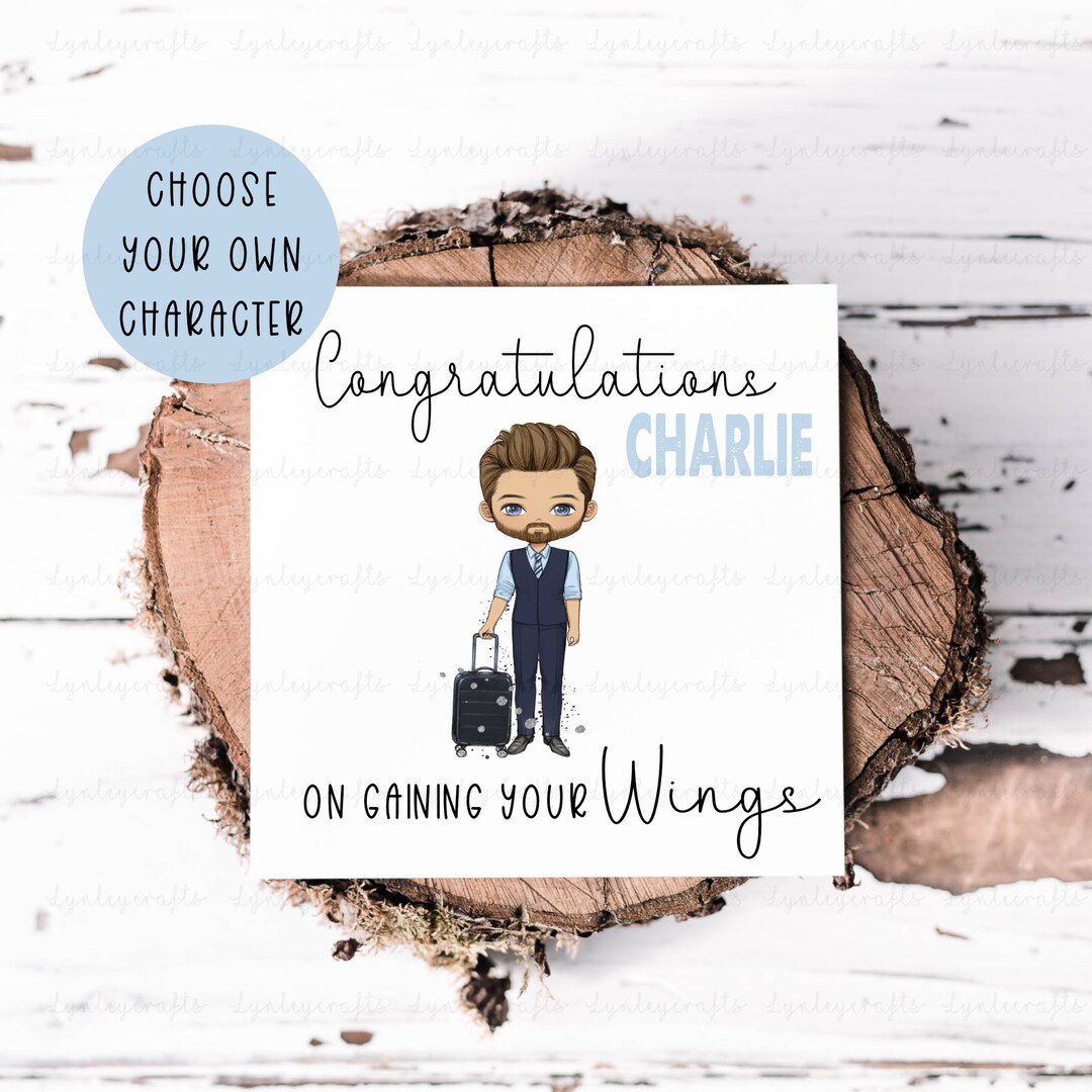 Personalised Cabin Crew Congratulations Card, Gaining Wings Gift, Cabin ...