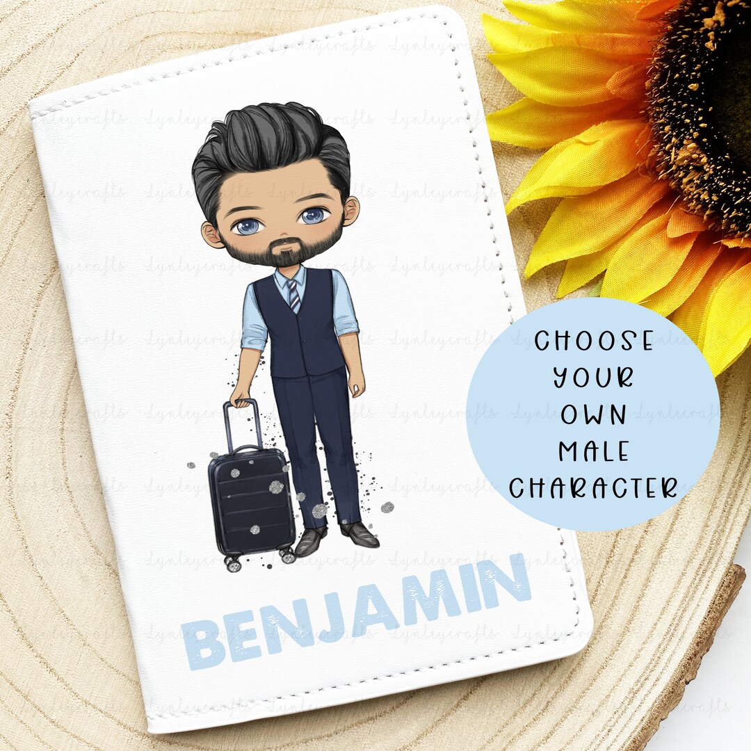 Personalised Blue Uniform Cabin Crew Passport Cover, Male Flight ...