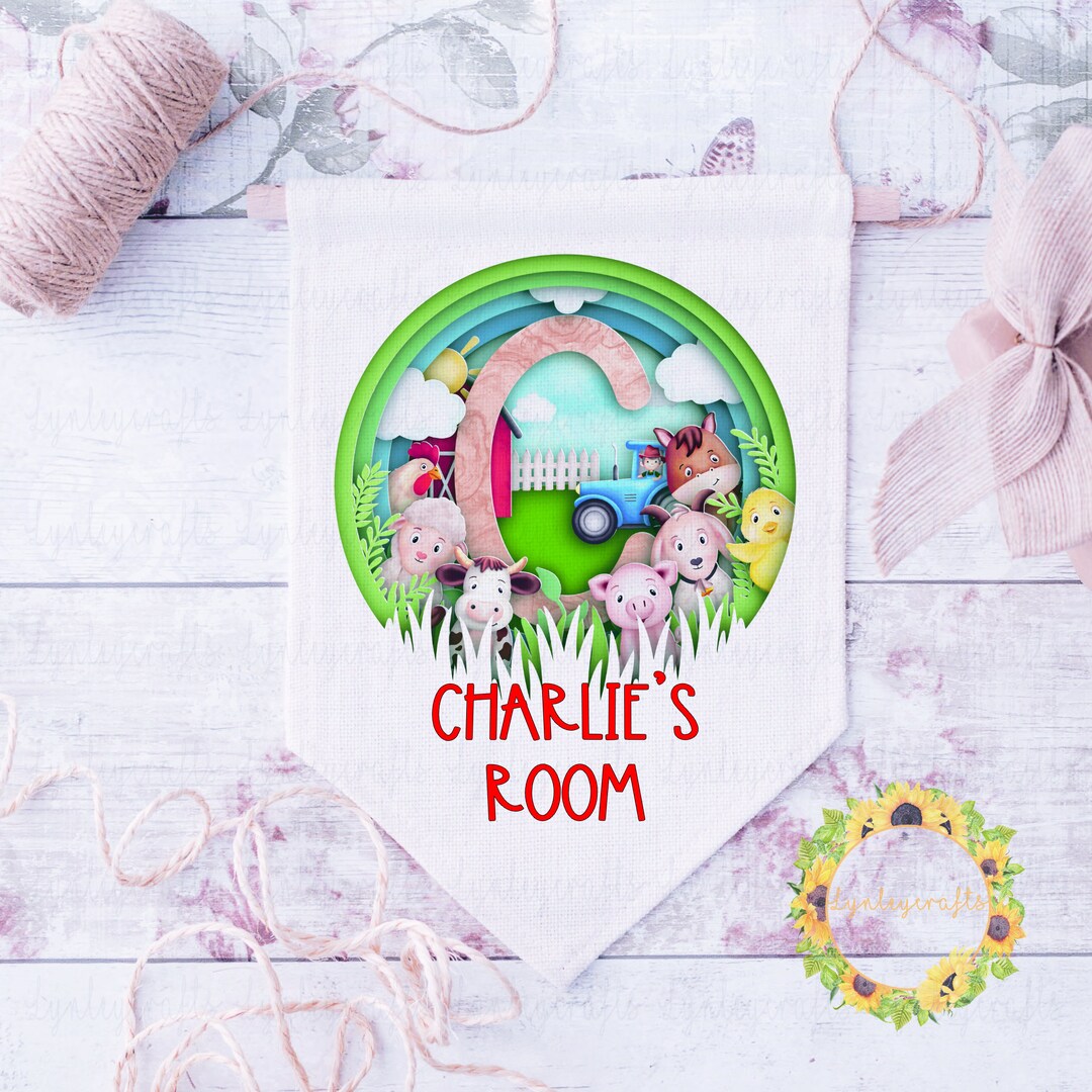 Personalised Farm Animal Alphabet Sign, Farmyard Gift, Hanging Animal ...