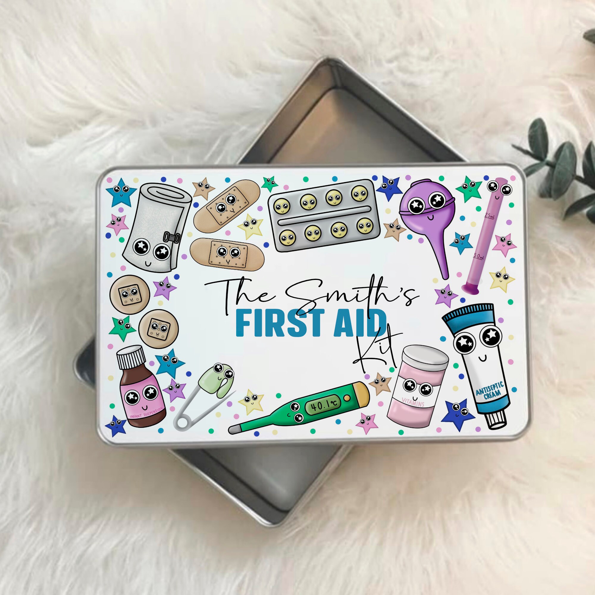 Personalised First Aid Box, Family First Aid Tin, Childrens Medical Box ...