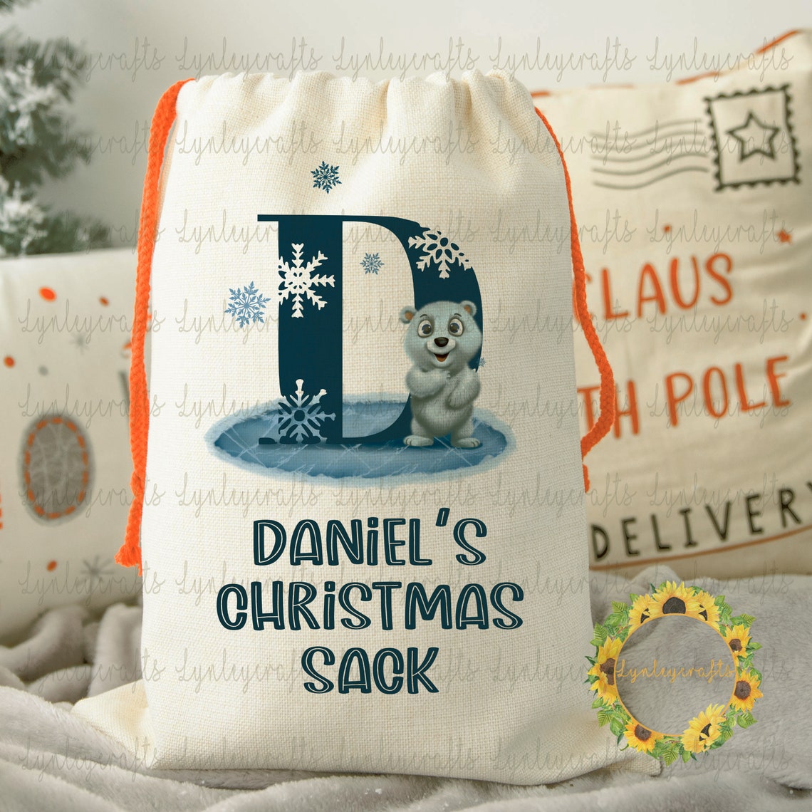 Polar Bear Alphabet Christmas Sack, Personalised Kids Christmas ...