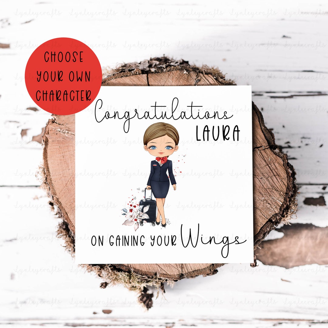 Cabin Crew Congratulations Card, Gaining Wings Gift, Cabin Crew Gift ...