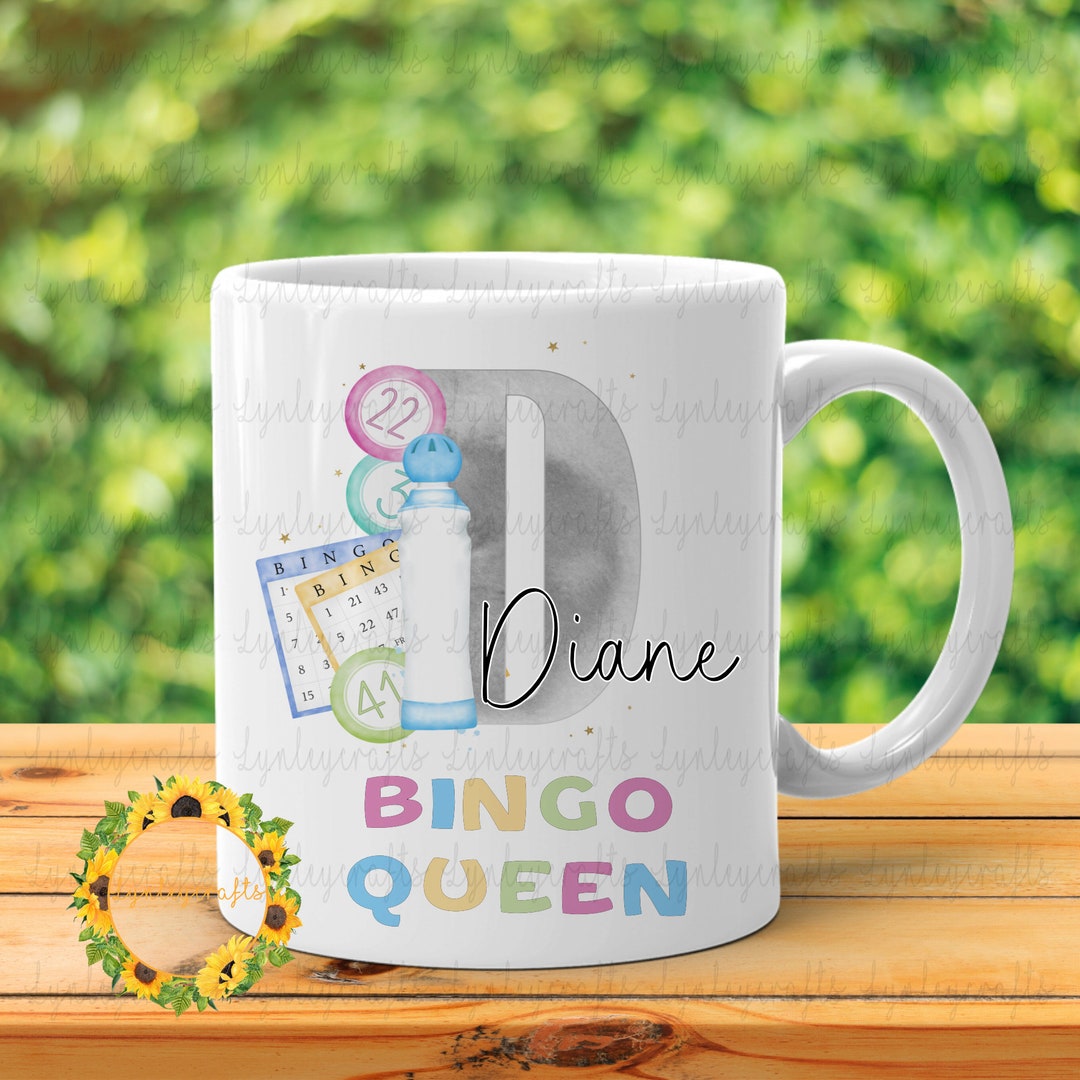 Personalised Bingo Queen Mug, Alphabet Bingo Mug, Gift for Bingo Lovers ...