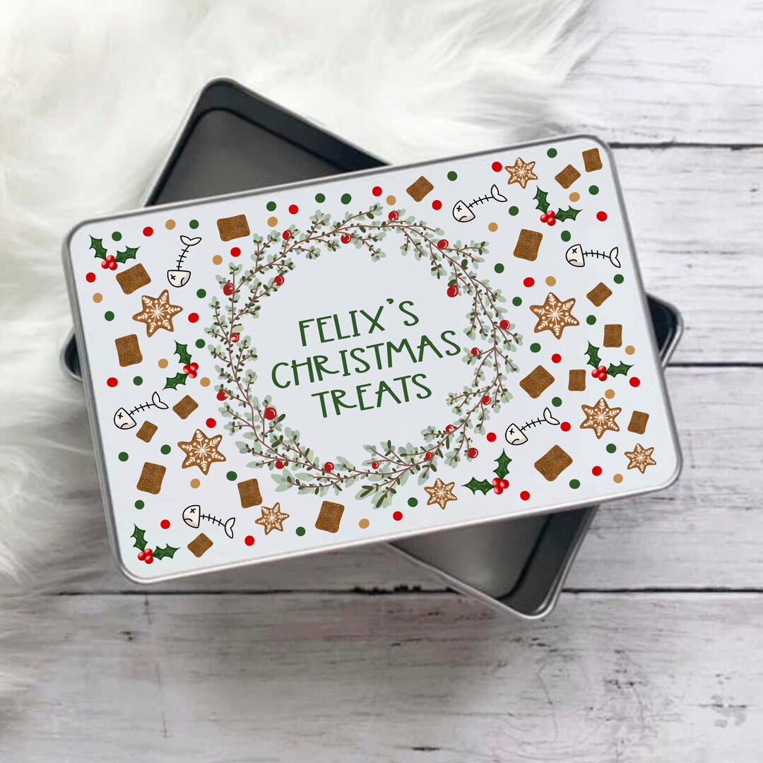 Personalised Christmas Cat Tin, Christmas Treat Tin for Cats, Christmas ...