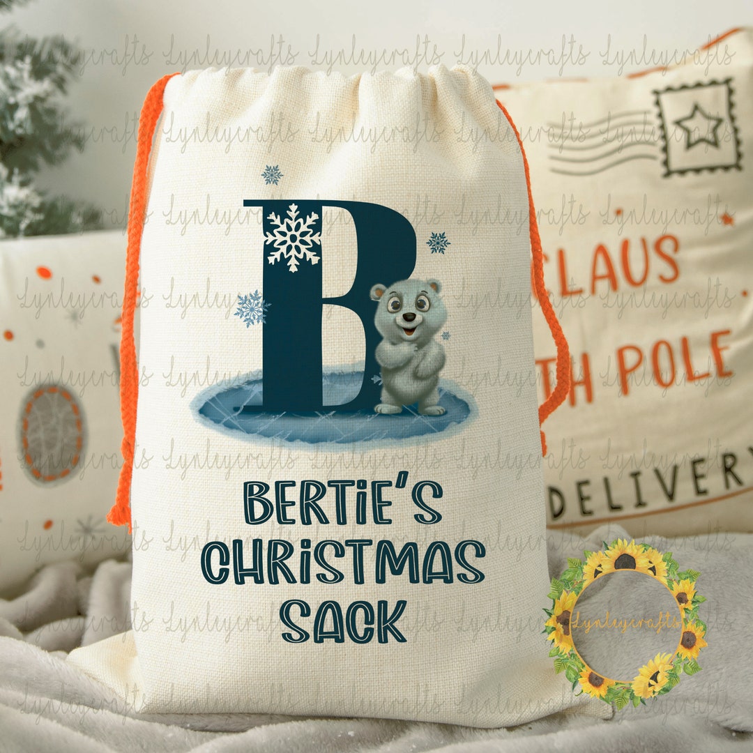 Polar Bear Alphabet Christmas Sack, Personalised Kids Christmas ...
