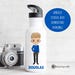 School Boy Character Water Bottle, Personalised Boys Drinks Bottle, PE ...