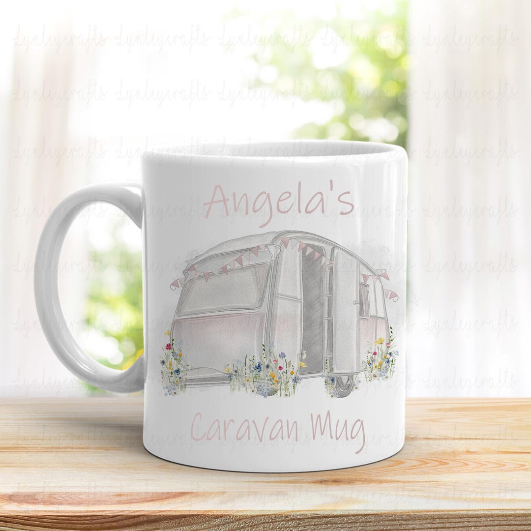 Personalised Caravan Wildflower Mug, Floral Caravan Mug, Caravan Gifts ...