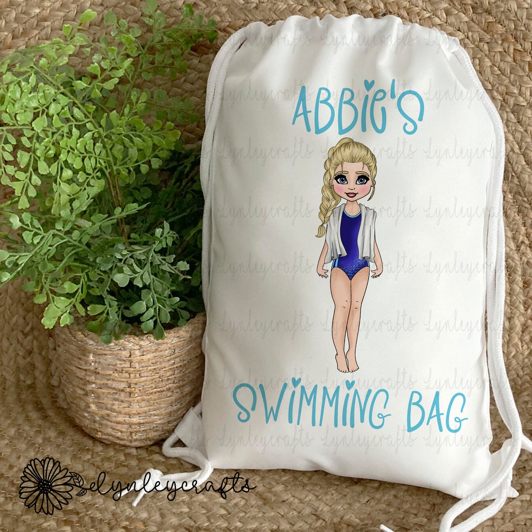 Personalised Girls Swimming Bag, Drawstring Backpack for Swimming ...