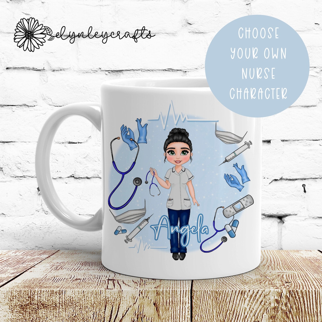 Personalised Nurse Mug, Choose Your Own Character, Gift for Newly ...