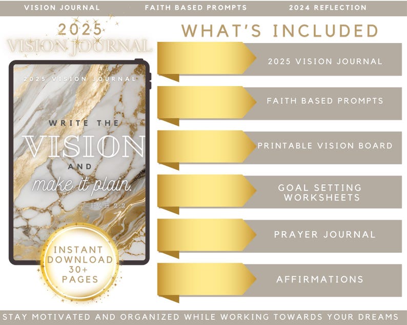 Stylish Vision Journal Bundle, Printable Vision Board, Faith Based ...