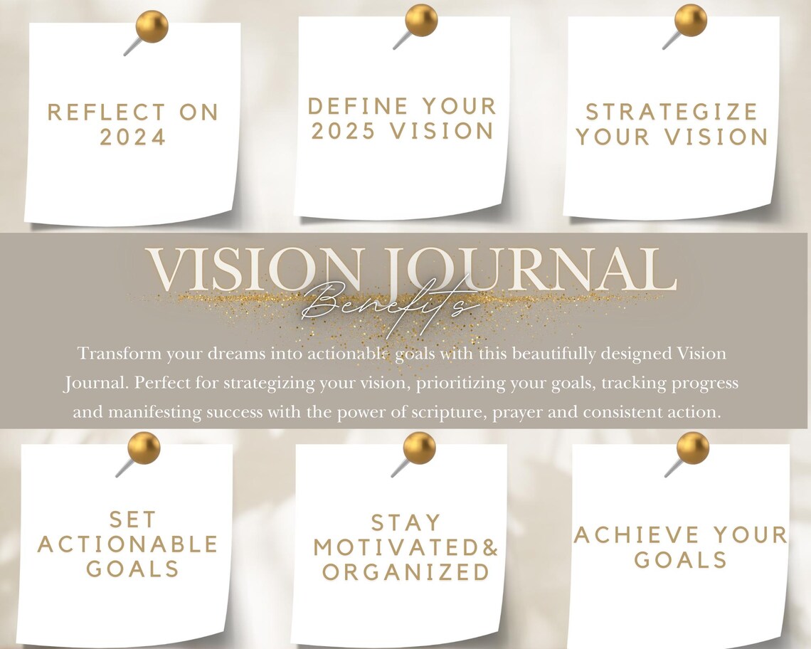 Stylish Vision Journal Bundle, Printable Vision Board, Faith Based ...