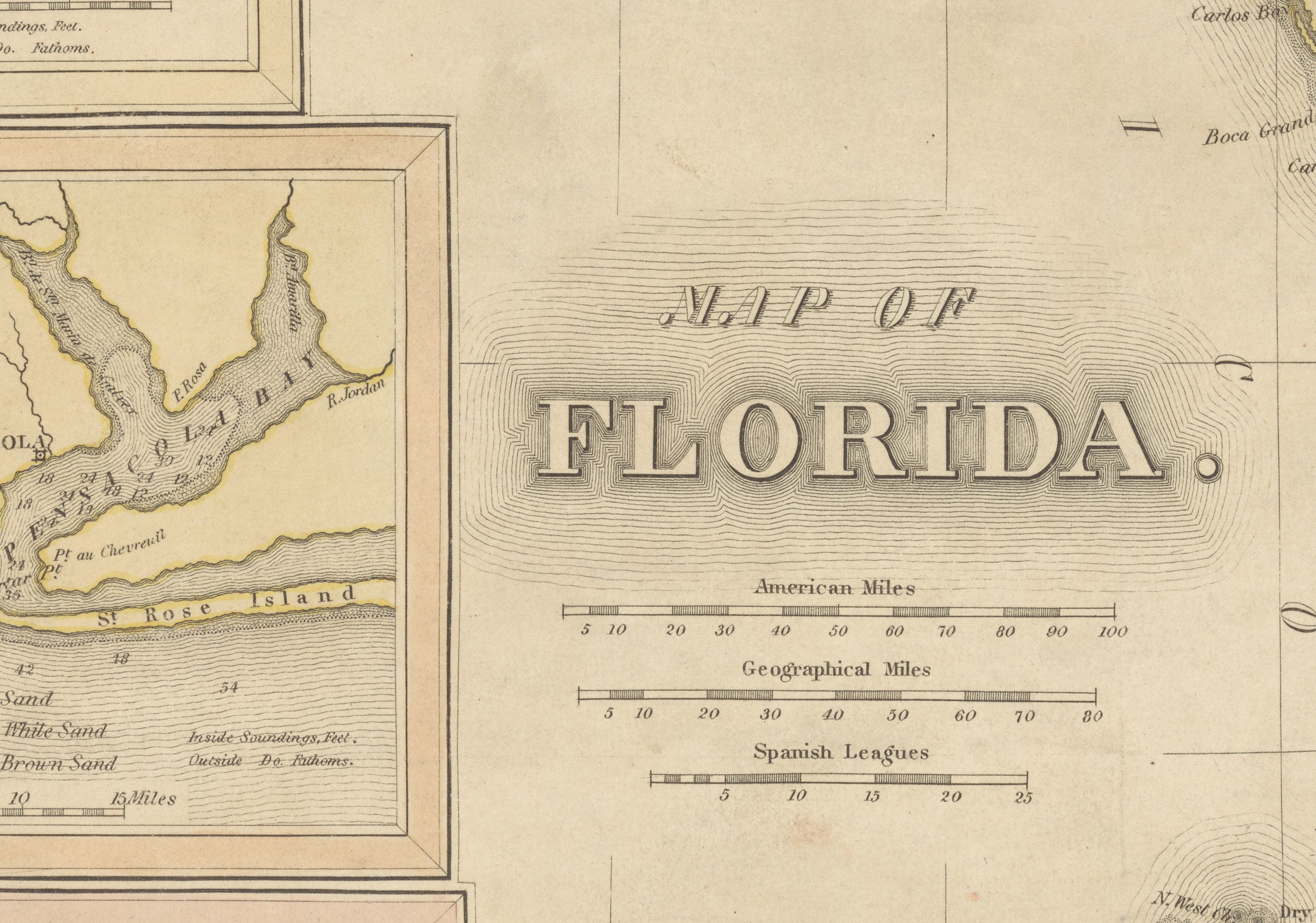 Vintage Map of Florida Digital Download Old Florida Wall Map Circa 1873 ...