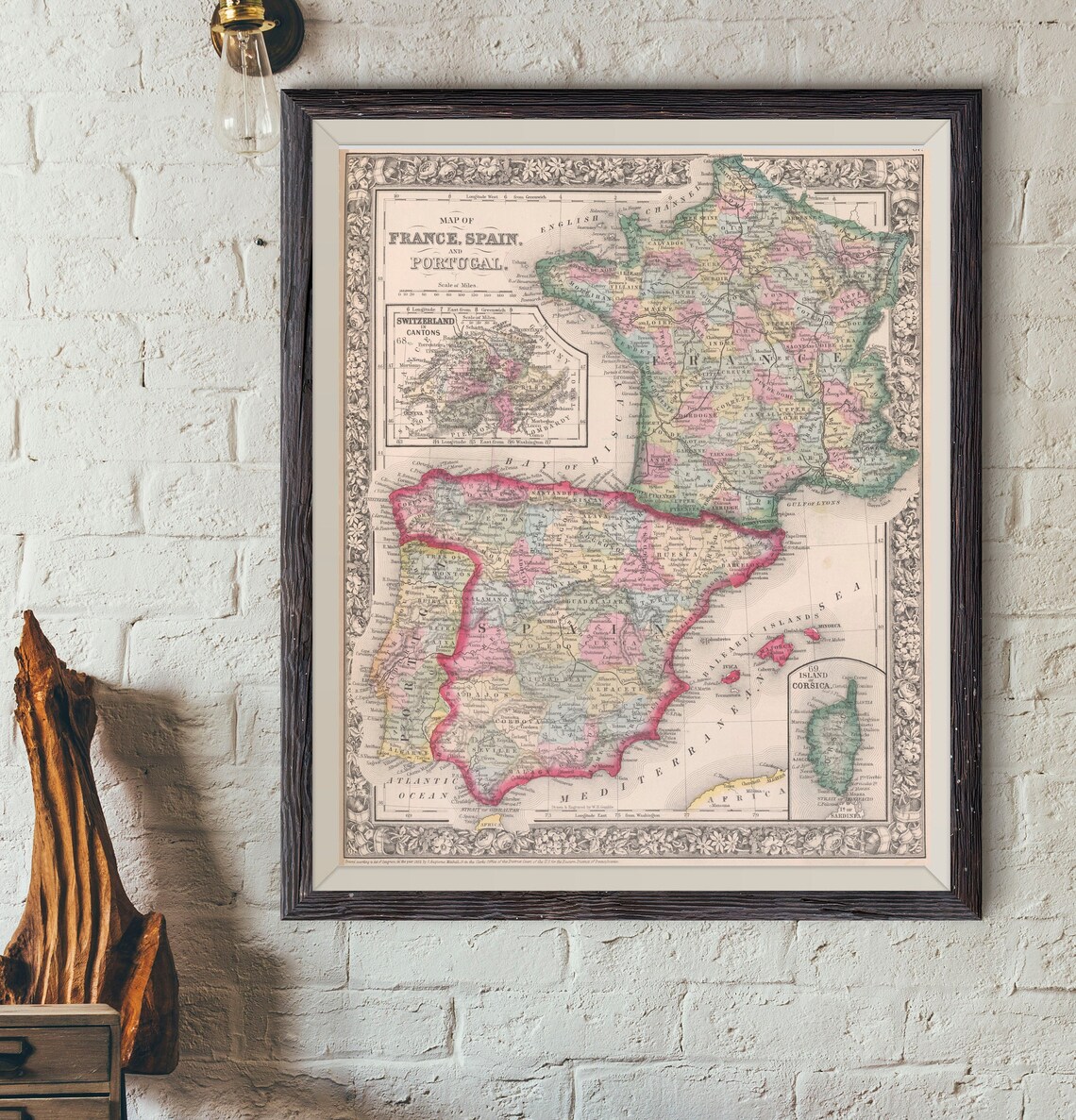 Vintage Map of Spain Digital Download Old Spain Portugal France Wall ...