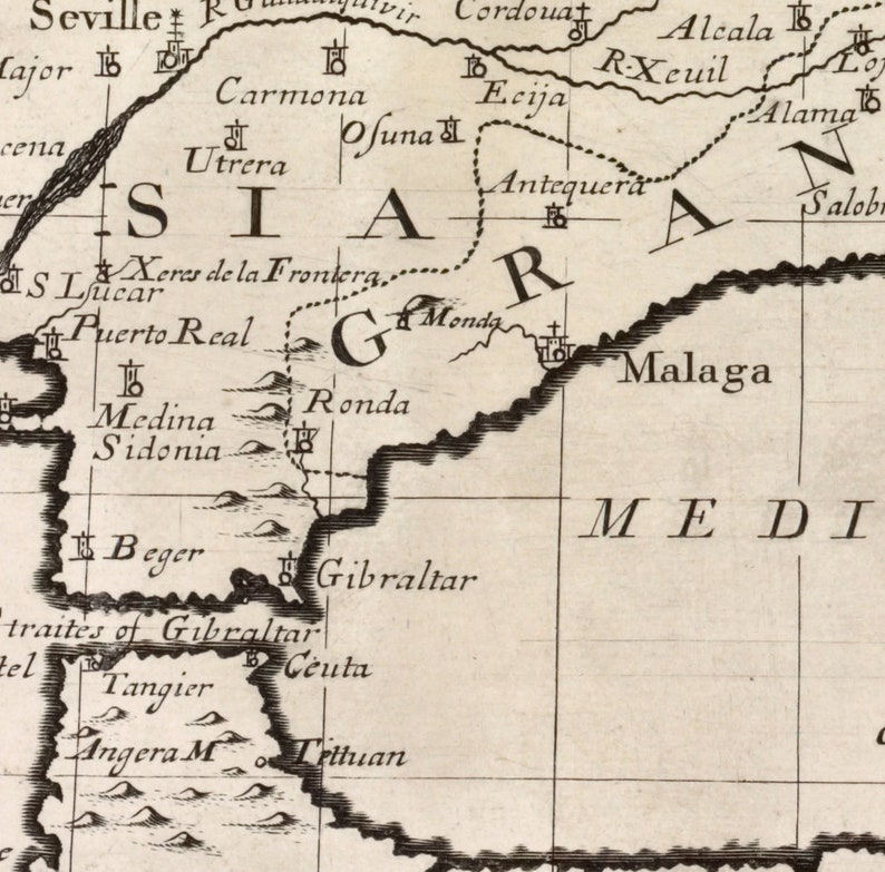 Vintage Map of Spain Digital Download Old Spain Portugal France Wall ...