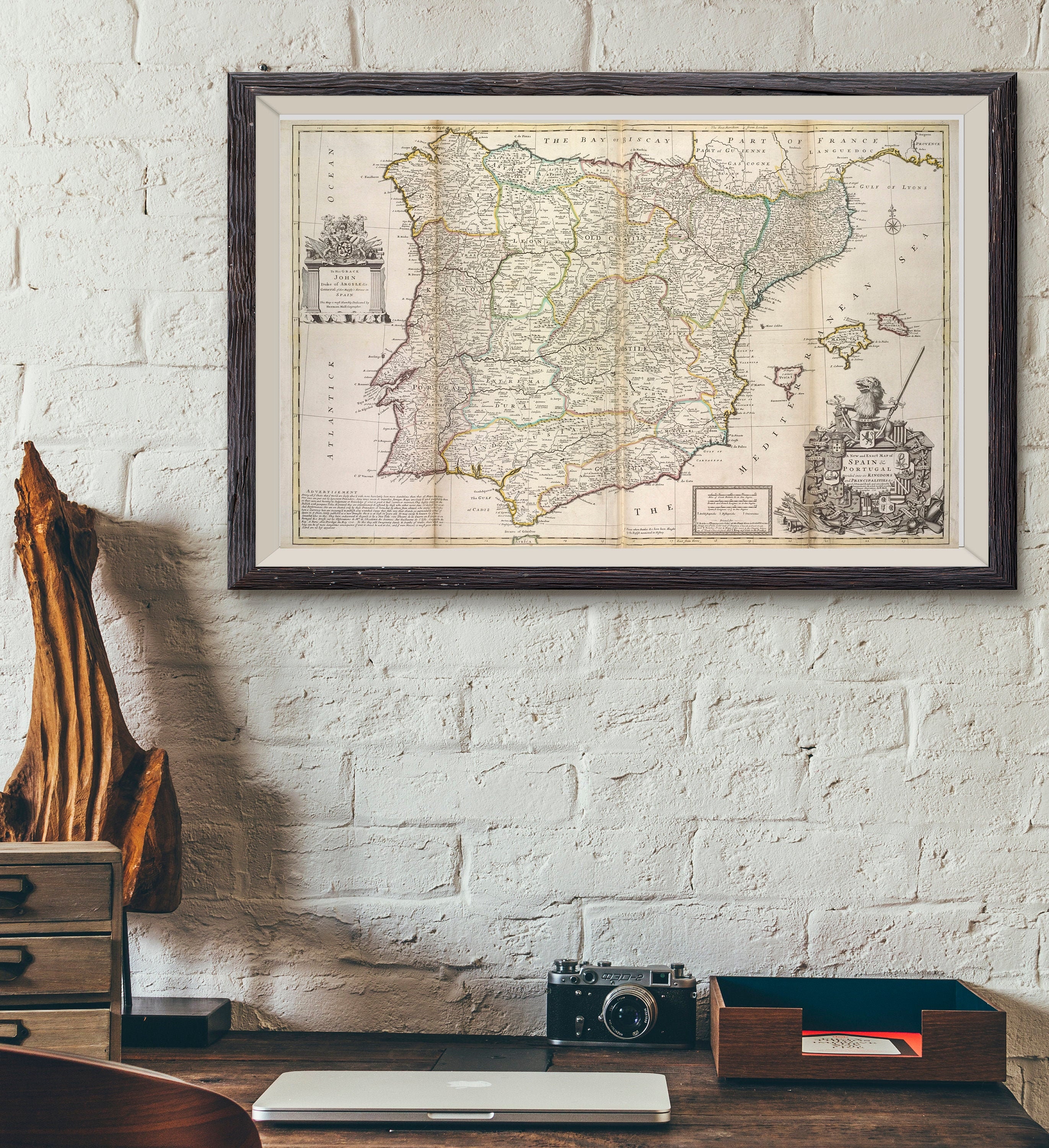 Vintage Map of Spain Digital Download Old Spain Portugal France Wall ...