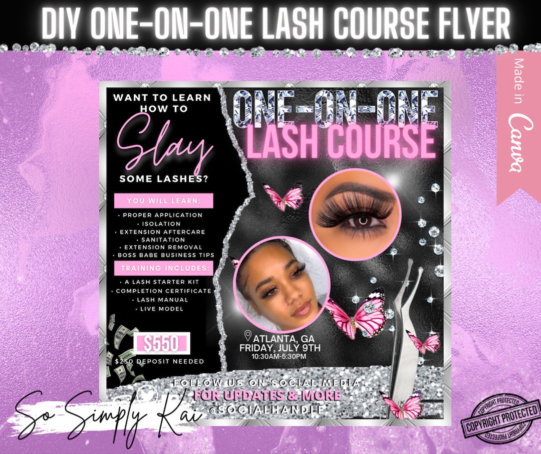 DIY One-on-one Lash Extension Course Flyer, Lashes, Extensions ...