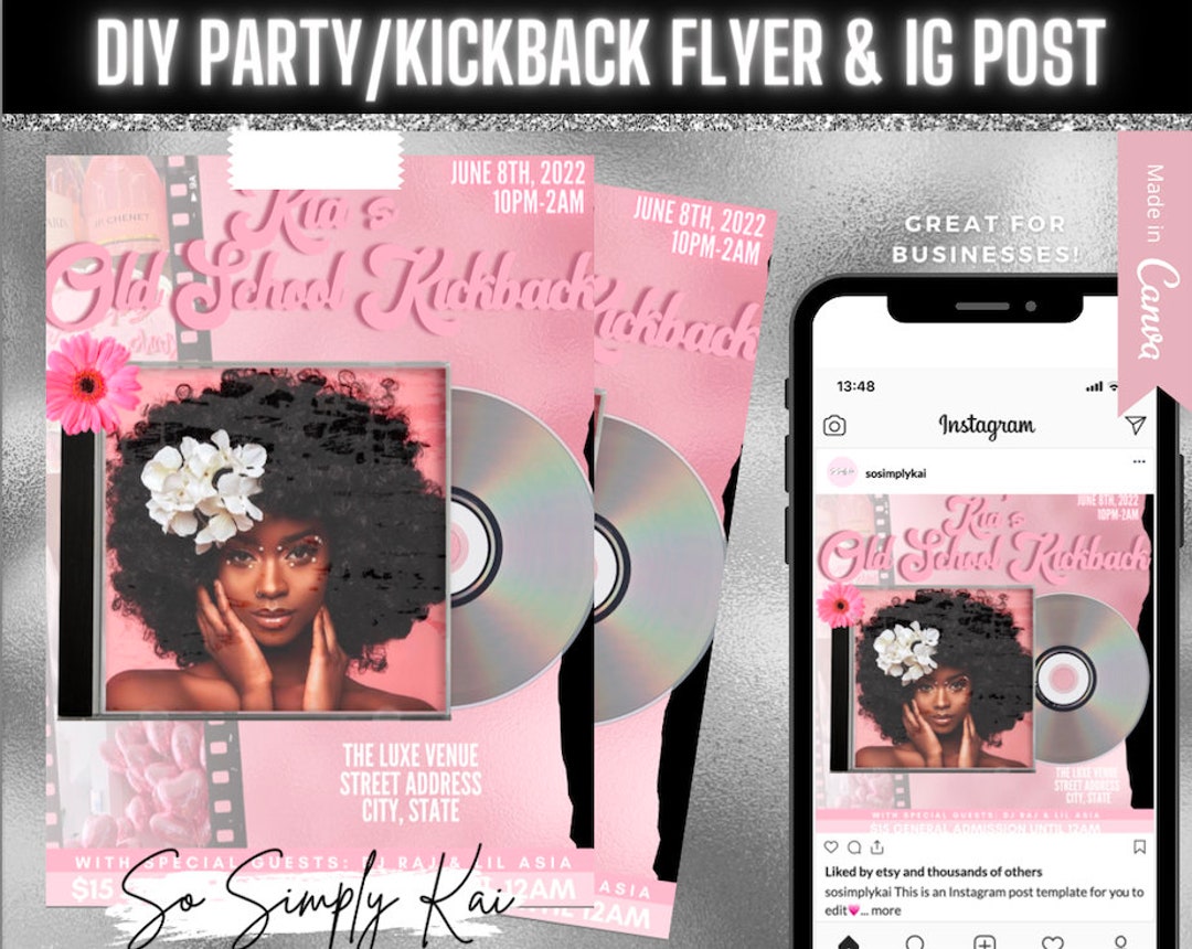 DIY Kickback/party Flyer & IG Post, Birthday, Event Flyer, Old School ...