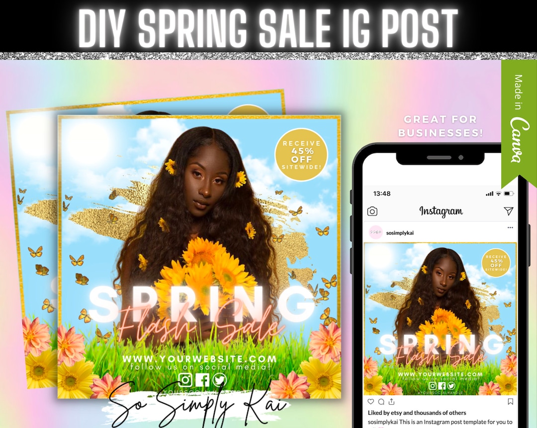DIY Spring Sale Instagram Post, Flash Sale, Business, Spring, Boutique ...