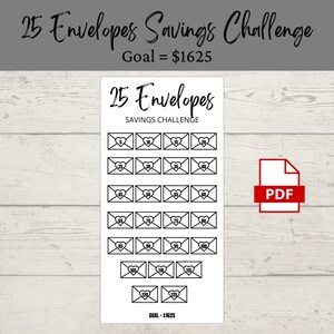 25 Envelopes Savings Challenge | Printable PDF | Savings Tracker ...