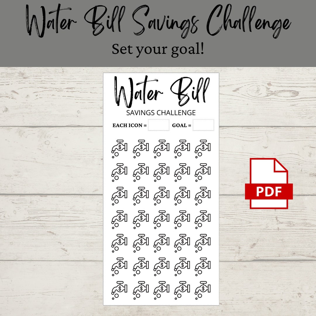 Water Bill Savings Challenge | Printable PDF | Savings Tracker ...