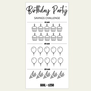 Birthday Party Savings Challenge | Printable PDF | Savings Tracker ...