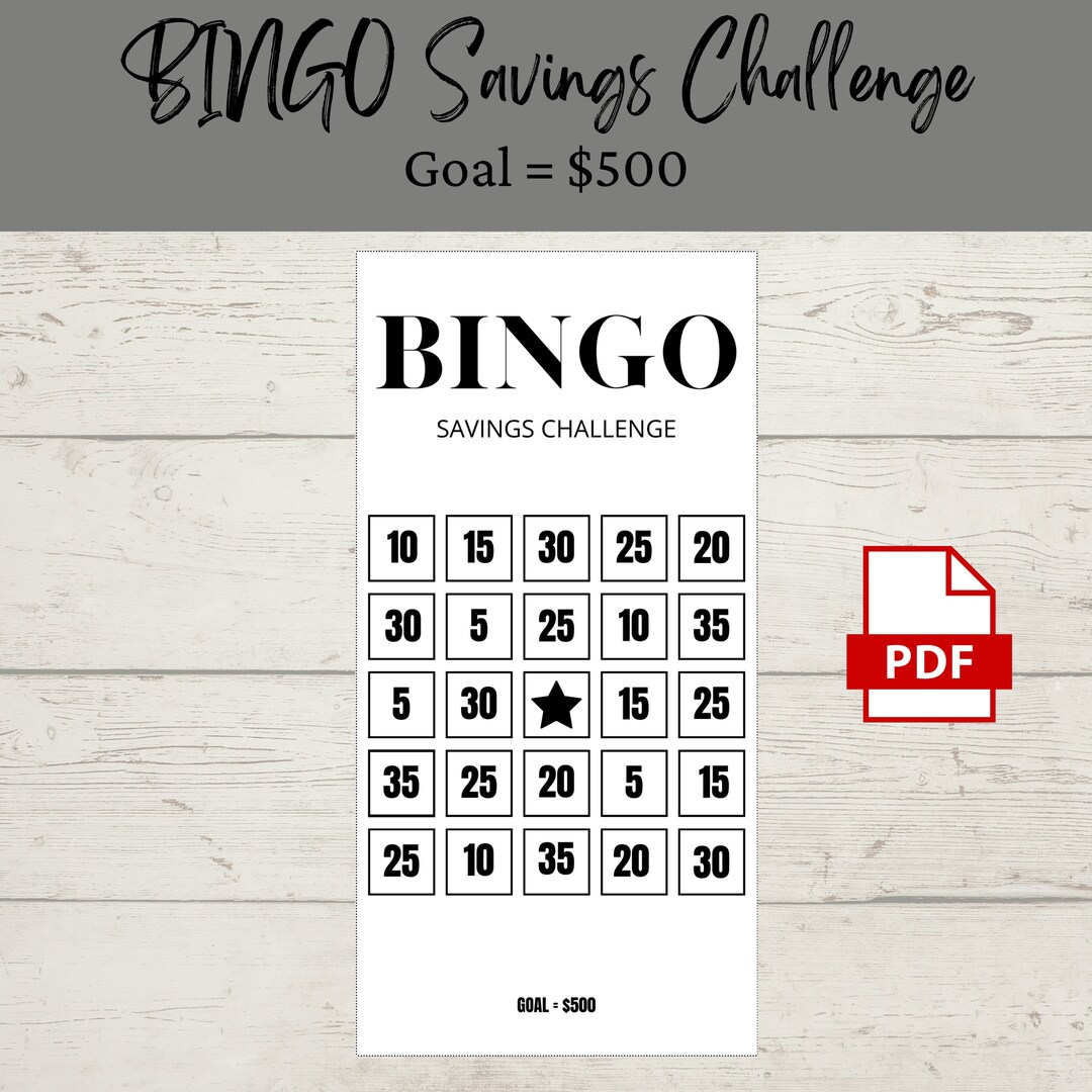 BINGO Savings Challenge | Printable PDF | Savings Tracker | Savings ...
