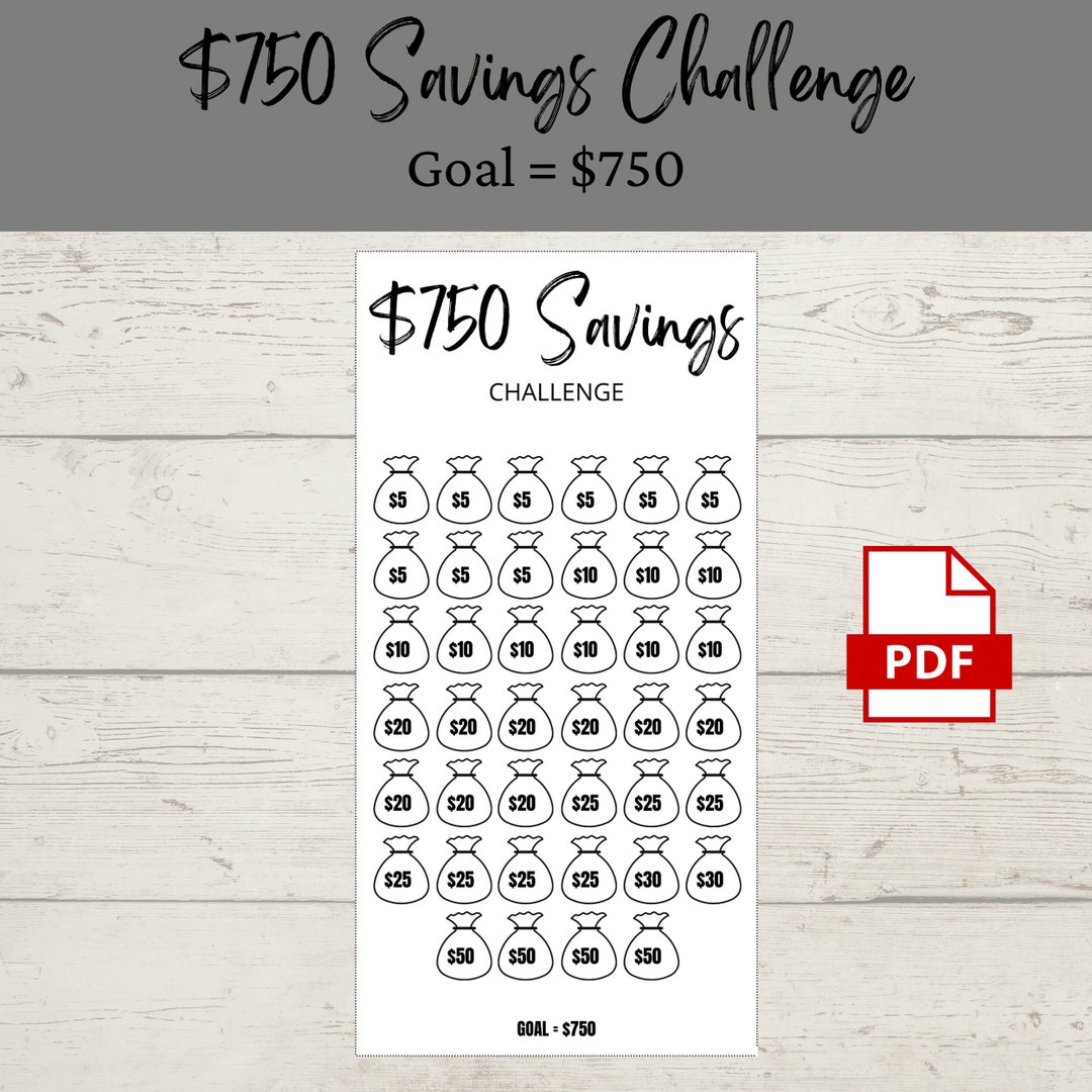 750 Savings Challenge | Printable PDF | Savings Tracker | Savings | A6 ...