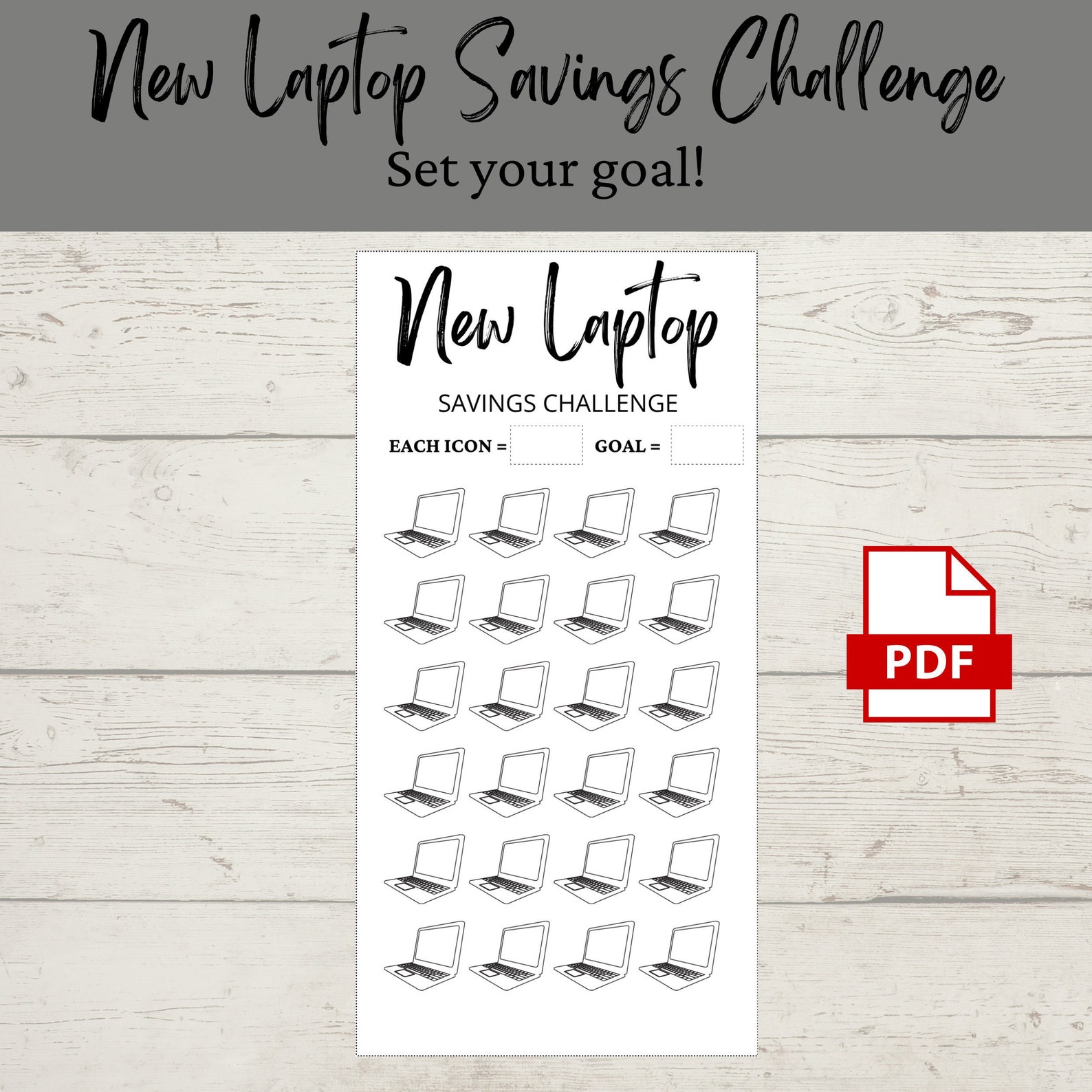 New Laptop Savings Challenge Printable PDF Savings Tracker - Etsy