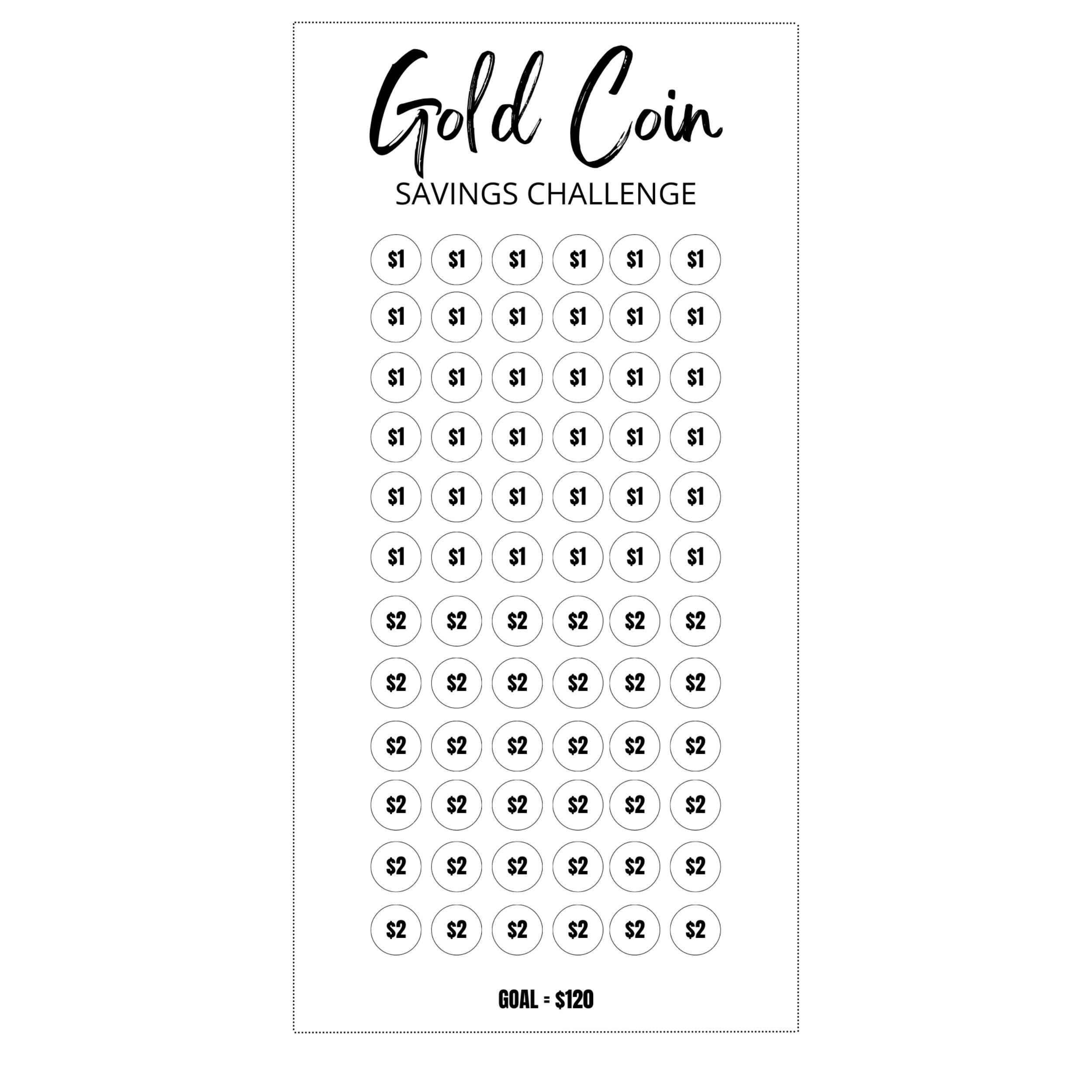 Gold Coin Savings Challenge Printable PDF Savings Tracker | Etsy Australia