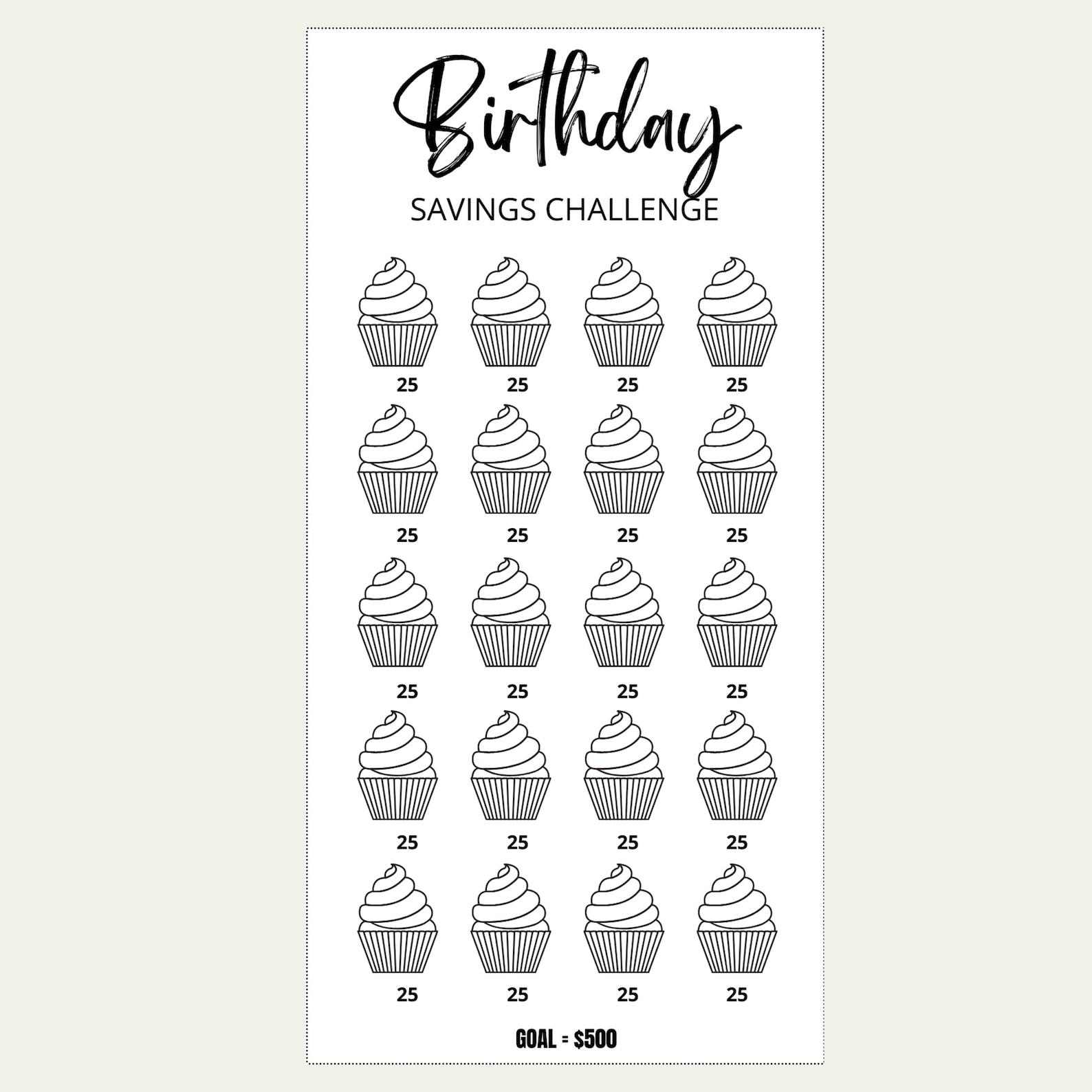 Birthday Savings Challenge Printable PDF Savings Tracker - Etsy