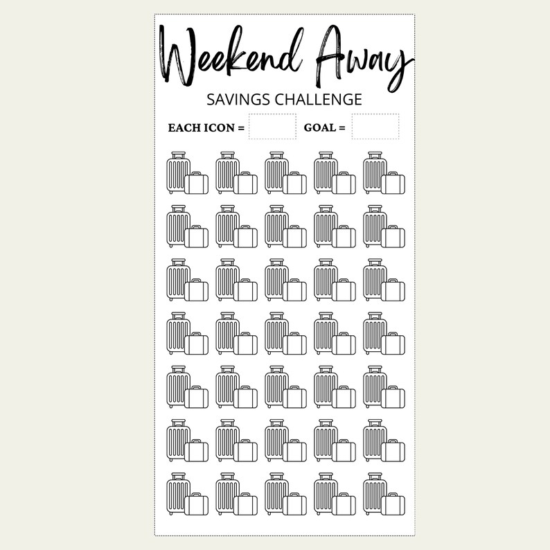 Weekend Away Savings Challenge Printable PDF Savings - Etsy
