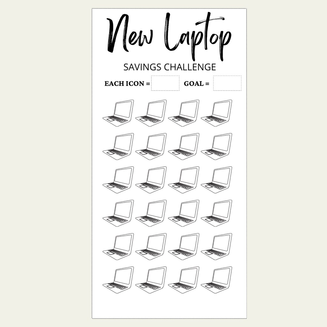 New Laptop Savings Challenge | Printable PDF | Savings Tracker ...